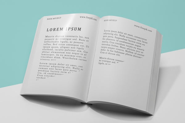 High Angle Mock-Up Of Open Book Psd - Mockup Hunt