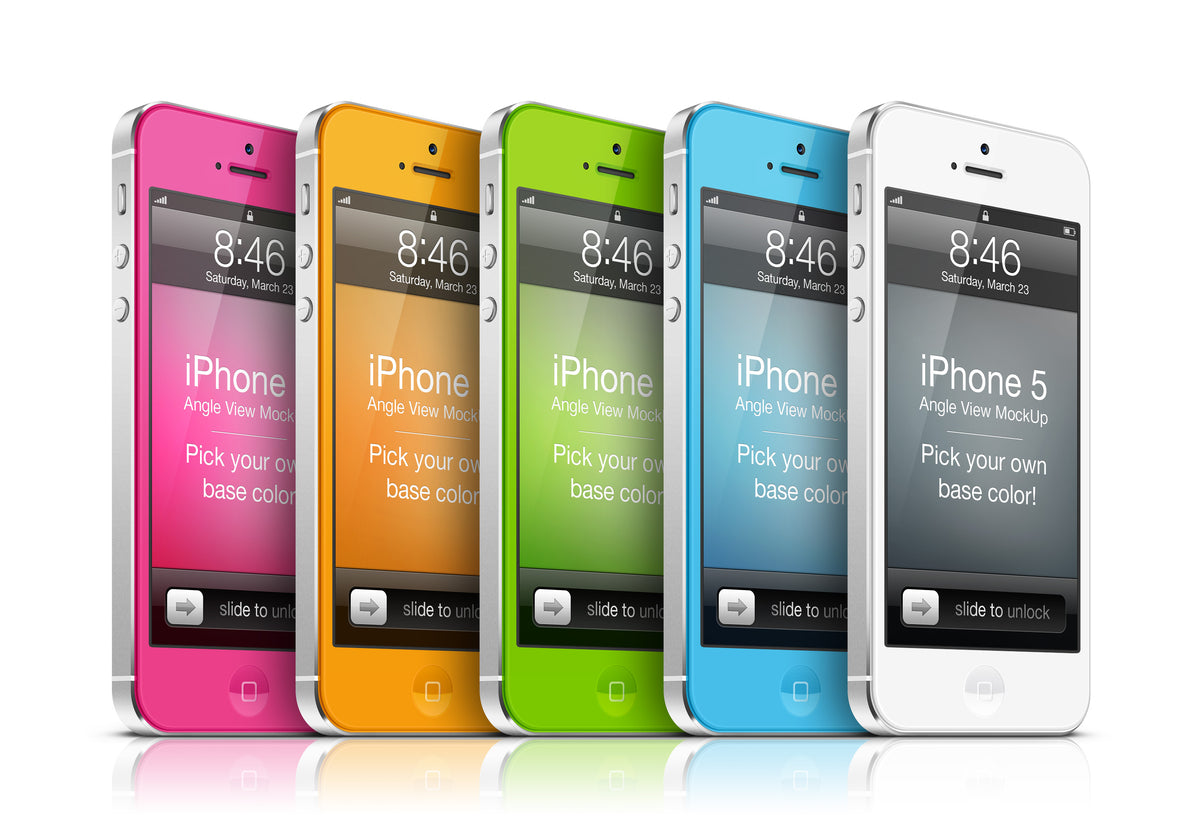 iPhone 5 Front Angle View Mockup Psd - Mockup Hunt
