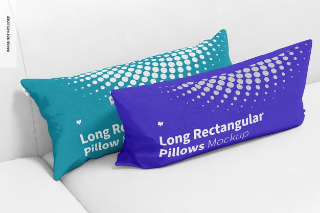 Long Rectangular Pillows Mockup, Leaned Psd - Mockup Hunt