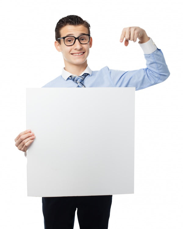 Man Pointing A Sign Psd - Mockup Hunt
