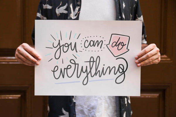 Man Presenting Poster Mockup In Front Of Door Psd - Mockup Hunt