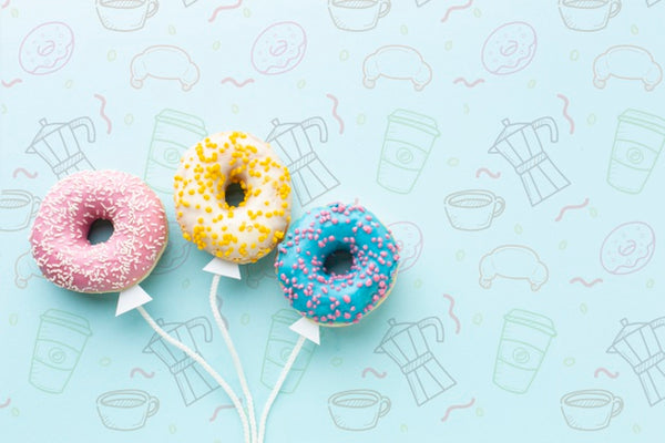 Mix Of Sprinkled Colorful Donuts Psd - Mockup Hunt