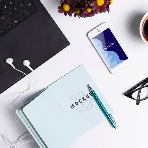 Mock-Up Modern Technology Gadges On Office Psd - Mockup Hunt