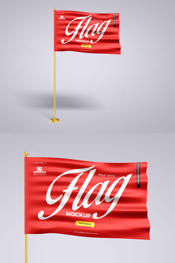 Flag Mockup, On Pole Psd - Mockup Hunt