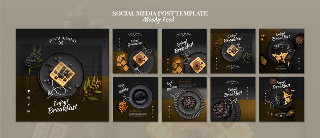 Moody Food Restaurant Social Media Post Psd - Mockup Hunt