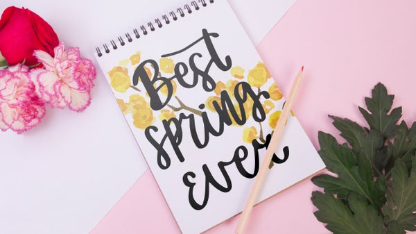 Notepad Template For Spring With Flowers Psd - Mockup Hunt