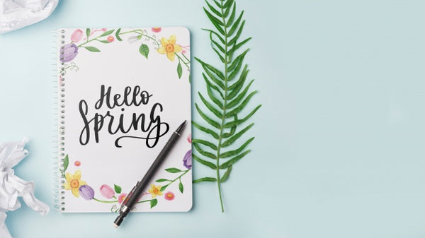 Notepad Template For Spring With Flowers Psd - Mockup Hunt