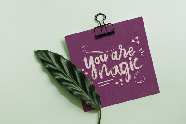 Paper Mockup With Clip And Leaves For Quote Psd - Mockup Hunt