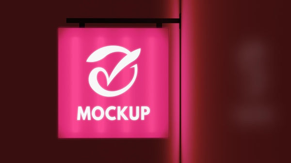 Pink Neon Colour Night Business Sign Psd - Mockup Hunt