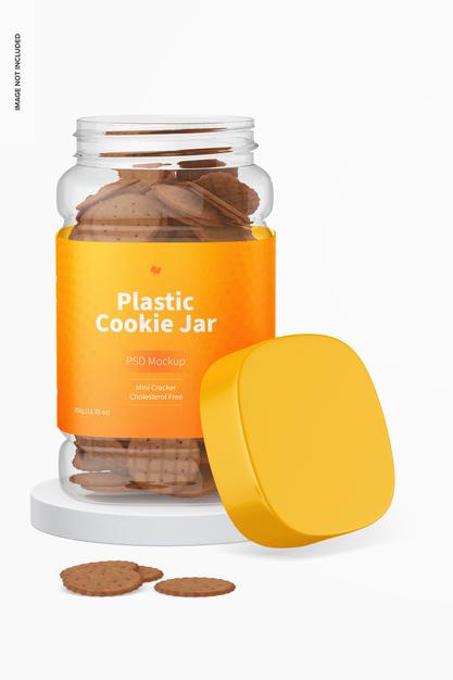 Plastic Cookie Jar Mockup, Opened Psd - Mockup Hunt