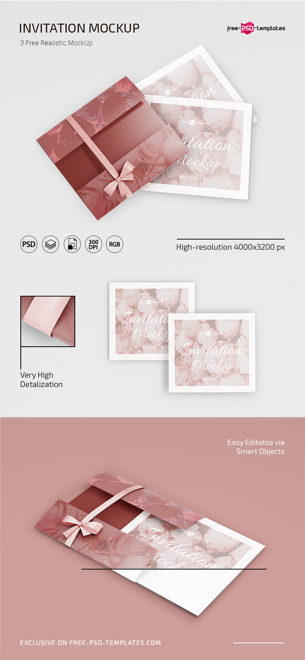 Psd Invitation Mockup Template - Mockup Hunt