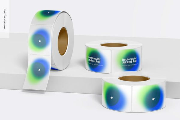 Rectangular Stickers Roll Set Mockup Psd - Mockup Hunt
