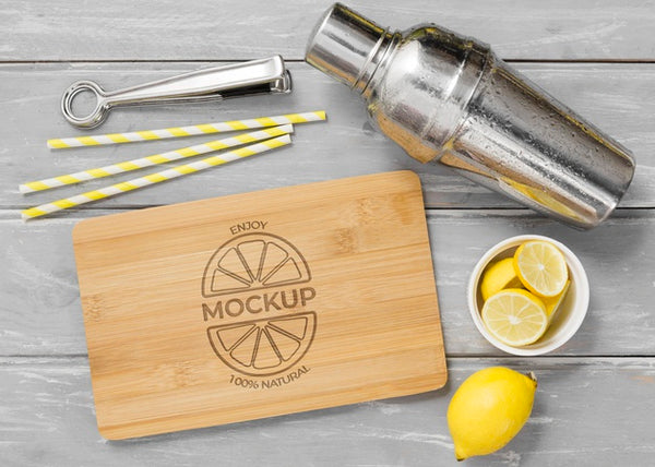 Slices Of Lemon With Shaker Mock-Up Psd - Mockup Hunt