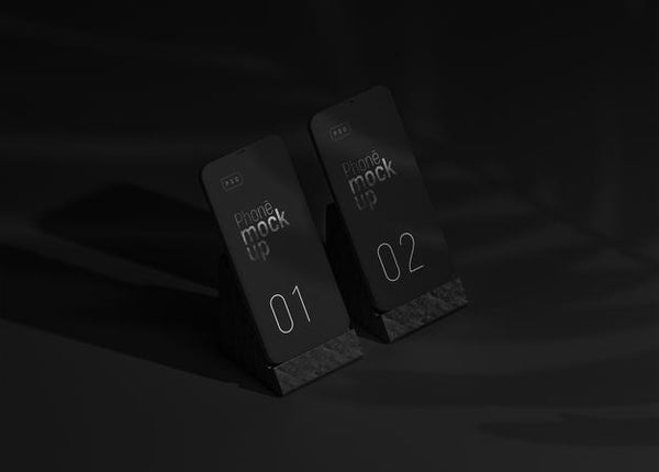 Smartphone App Screen Mockup Perspective View With Shadow Overlay And ...