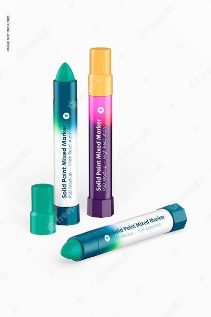 Solid Paint Mixed Markers Mockup, Front View Psd - Mockup Hunt
