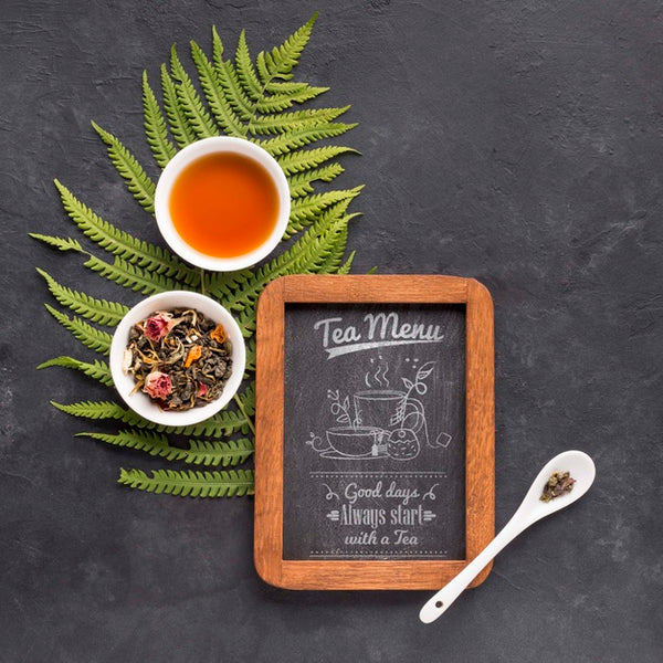 Top View Tea Menu With Herbs And Spices Psd - Mockup Hunt