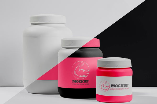 Various Pink Fitness Protein Powder And Pills Psd - Mockup Hunt