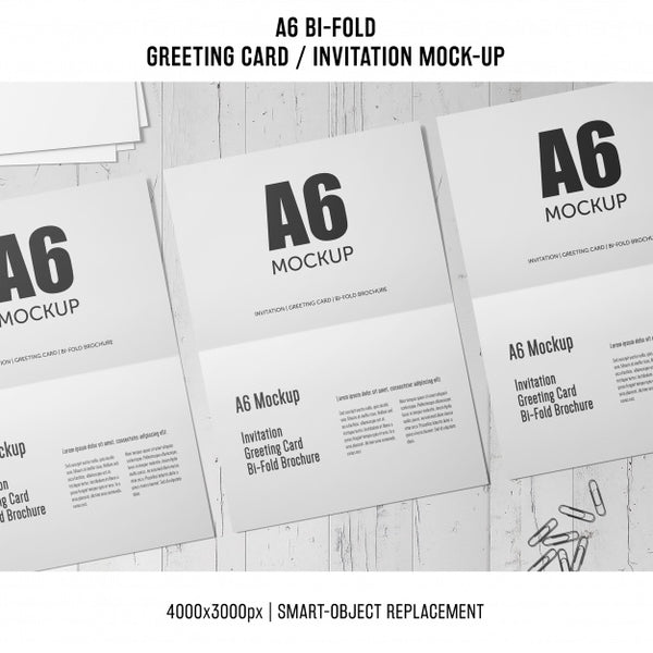 White A6 Bi-Fold Invitation Card Mockup Psd - Mockup Hunt