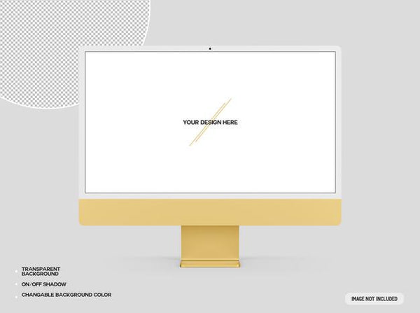 Yellow Desktop Computer Mockup Psd - Mockup Hunt